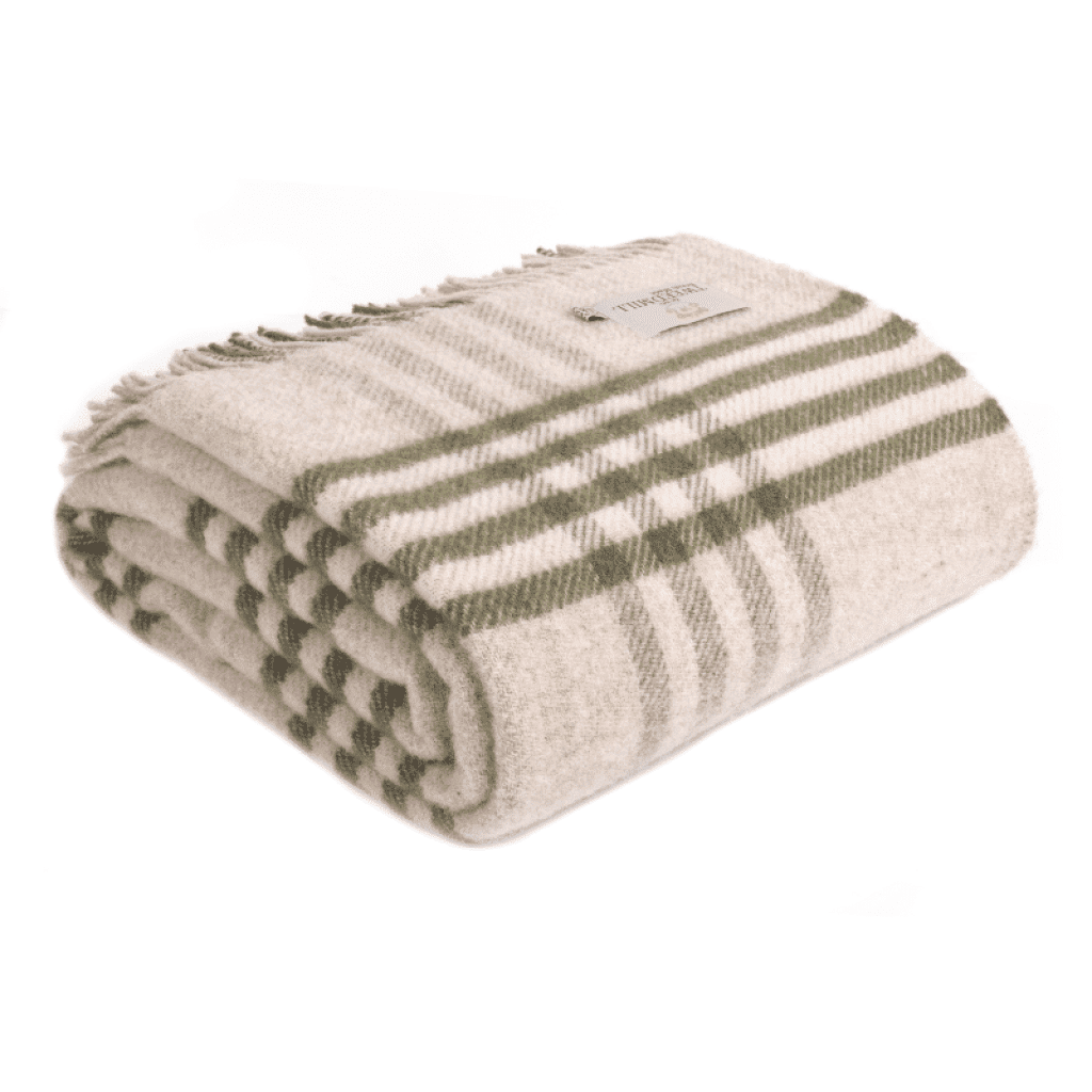 Hex Check Olive Extra Large Pure New Wool Throw